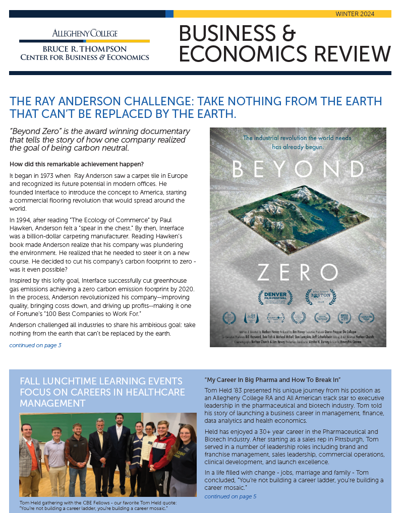 Winter 2024 Edition of the Business and Economics Review | Allegheny ...