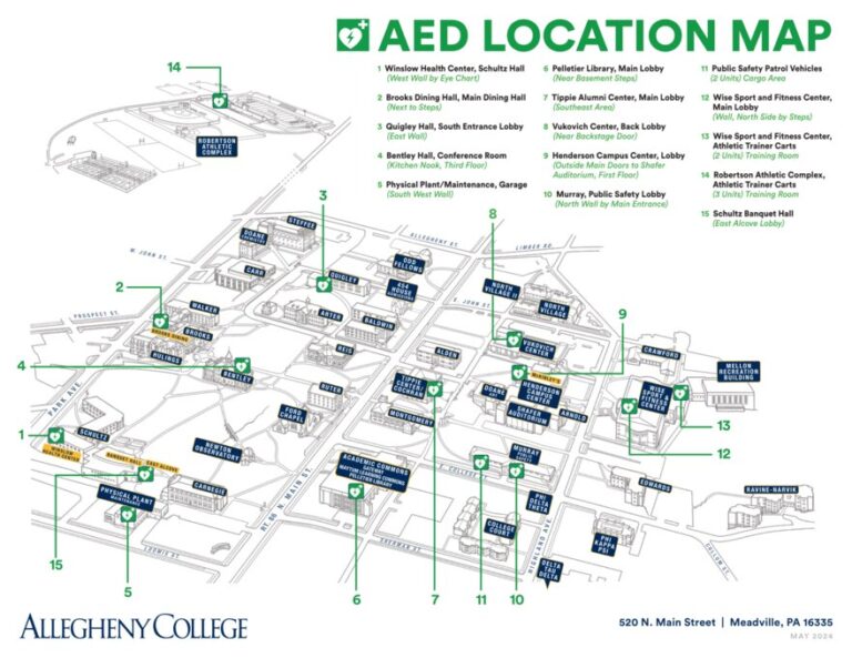 AED Locations | Public Safety | Allegheny College
