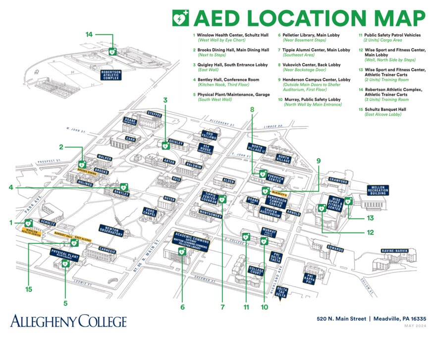 AED Locations | Public Safety | Allegheny College